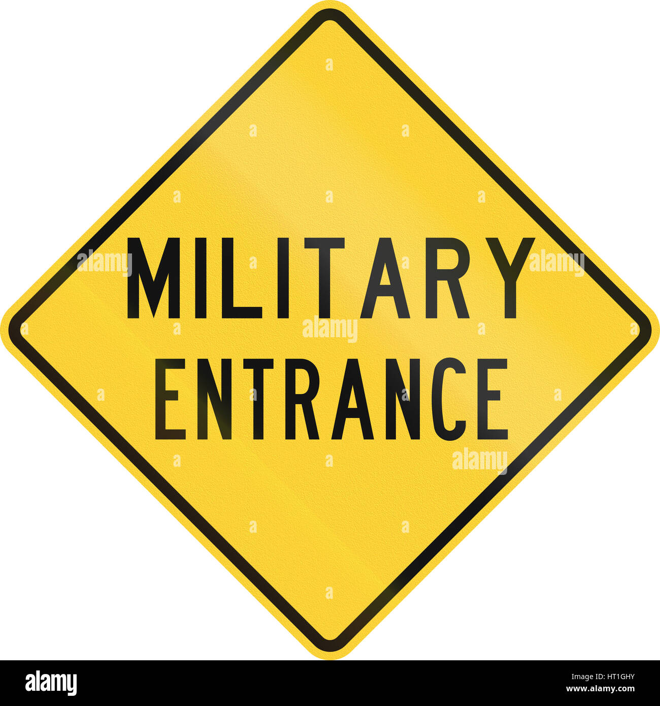 Road sign used in the US state of Texas - Military entrance Stock Photo ...