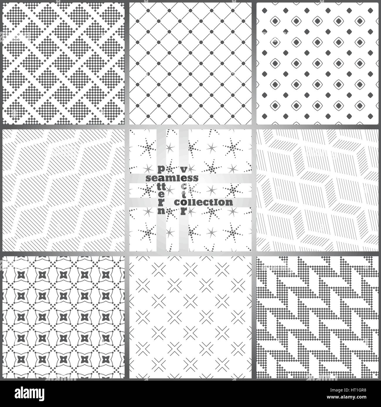 Seamless pattern. Set of nine stylish abstract textured backgrounds. Modern original textures ...