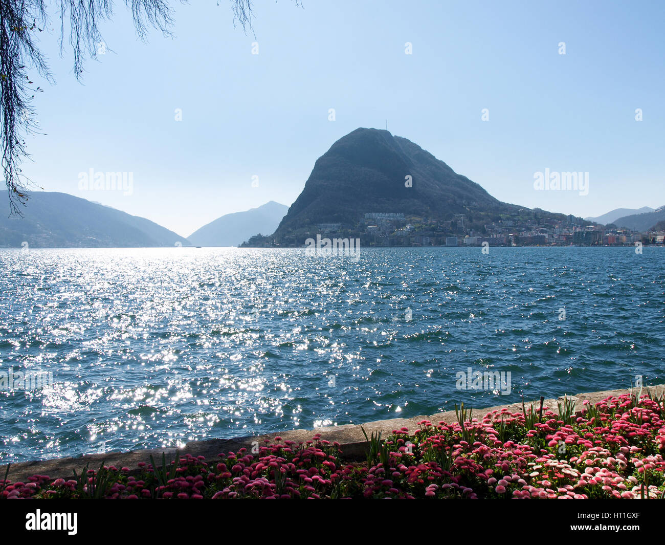 Lugano, Switzerland: panoramic view of the Gulf of Lugano from ciani ...