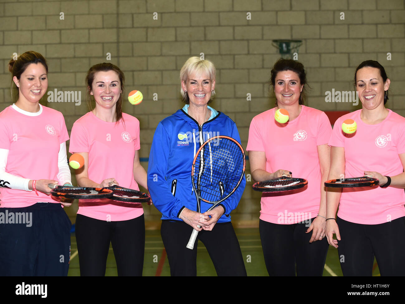 Judy Murray with her coaching team as she promotes girls tennis at St ...