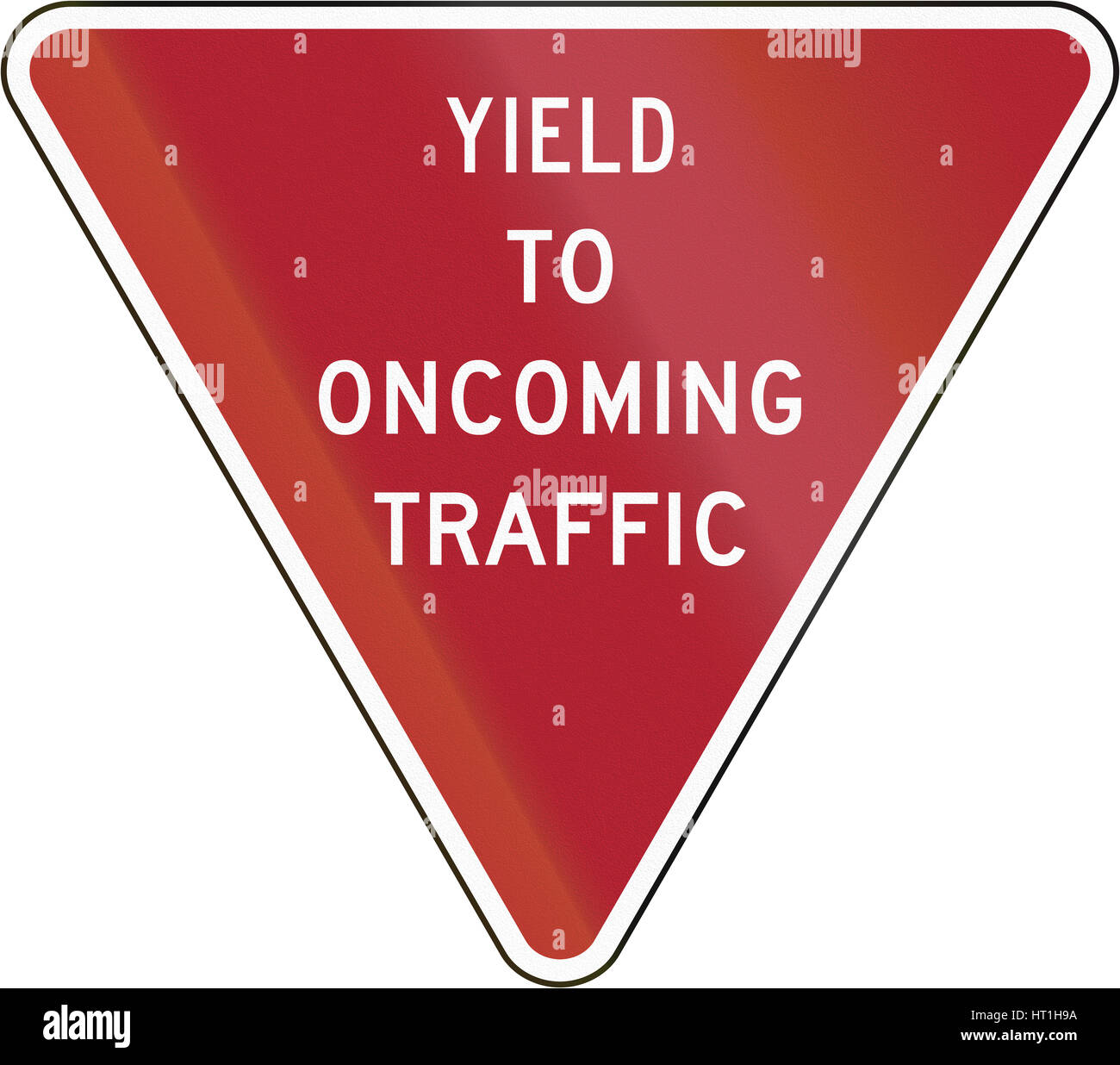 Yield To Oncoming Traffic sign in the United States Stock Photo - Alamy