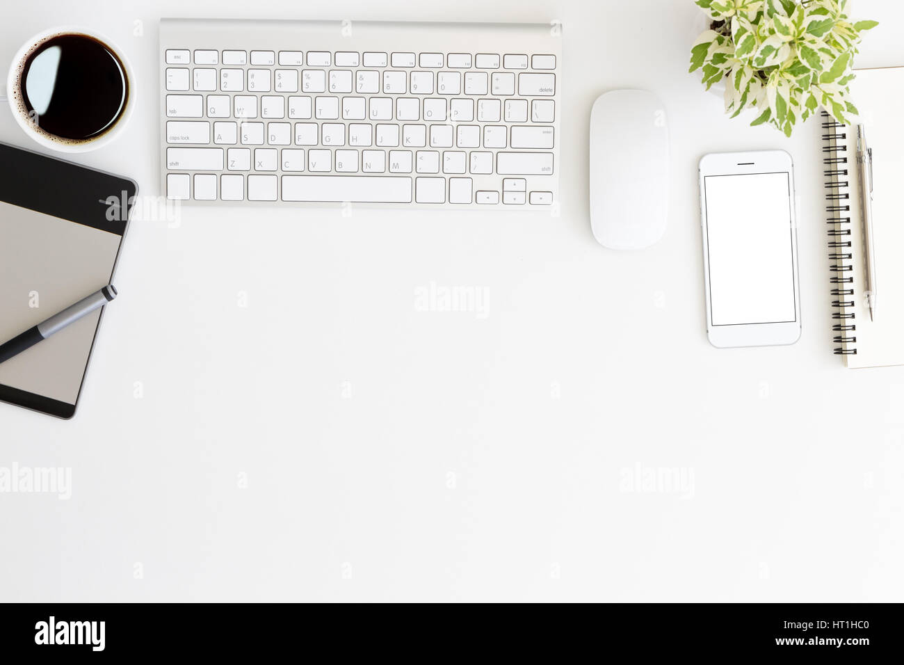 white workspace desk on top view Stock Photo - Alamy