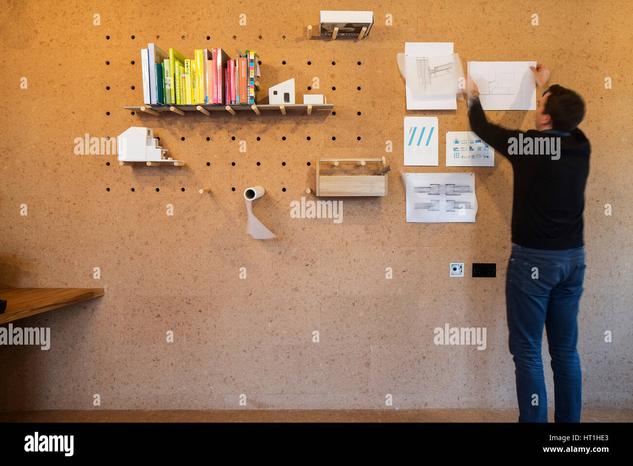 Interior view of cork clad wall. Selenky Parson Office, Brockley ...