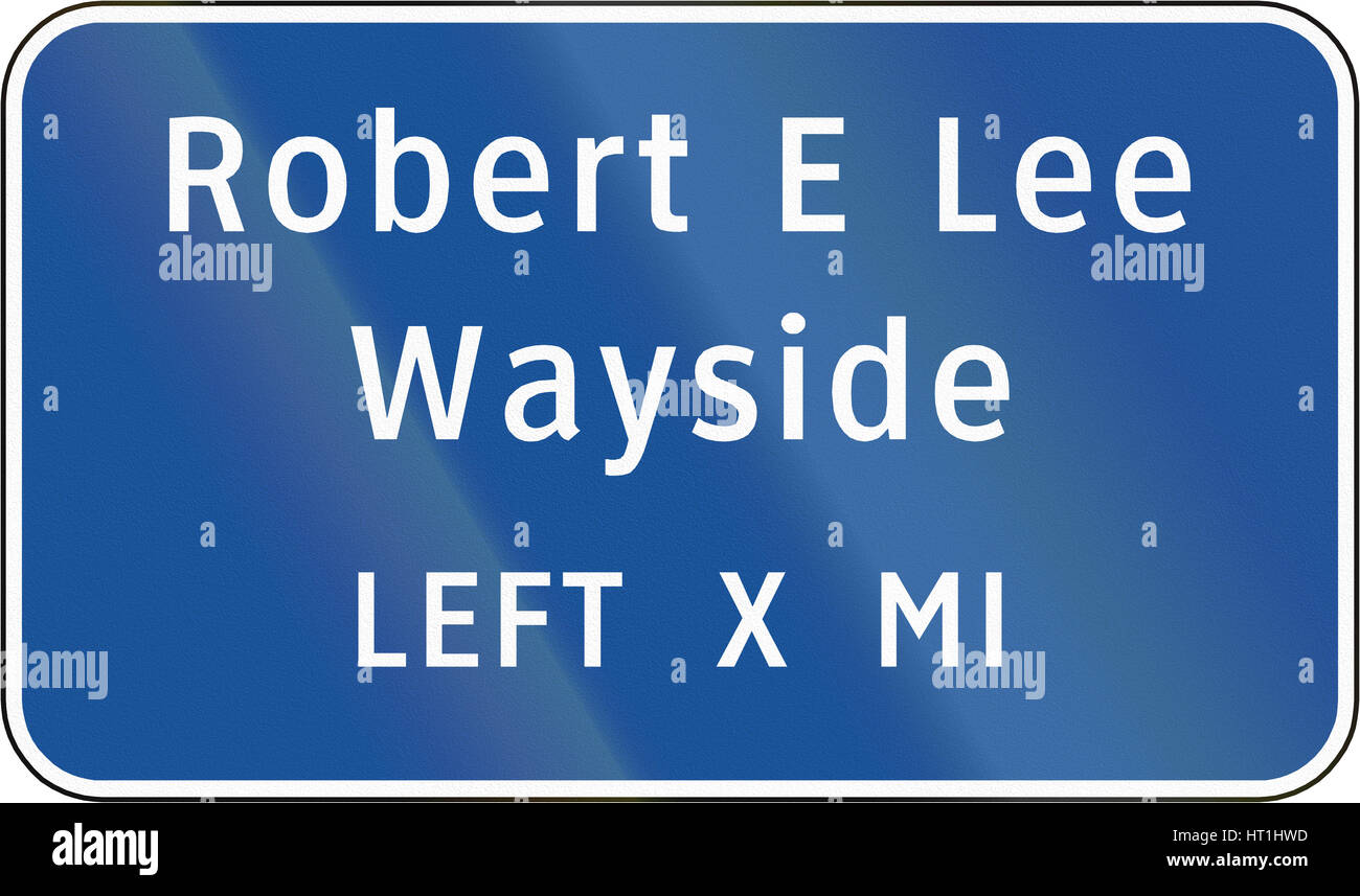 Road sign used in the US state of Virginia - Robert E Lee Wayside Stock ...