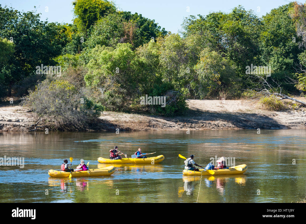 Tourists seen rafting on the Zambezi River in Zimbabwe Stock Photo - Alamy