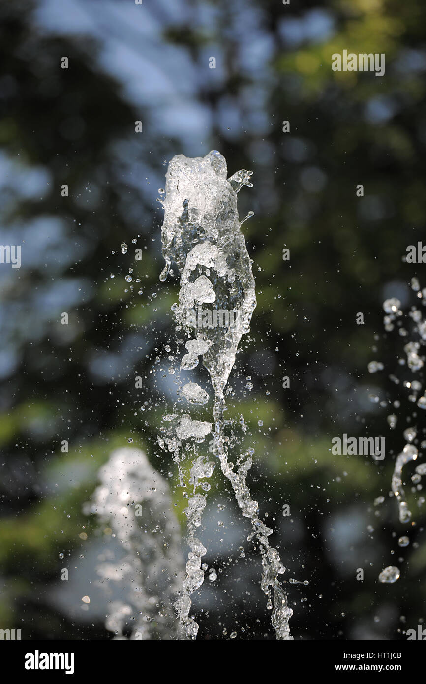 Texture of water drops of fountain, Splash of water in the fountain ...