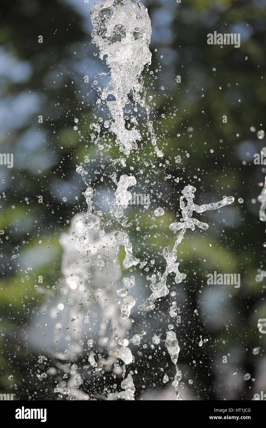 Texture of water drops of fountain, Splash of water in the fountain ...