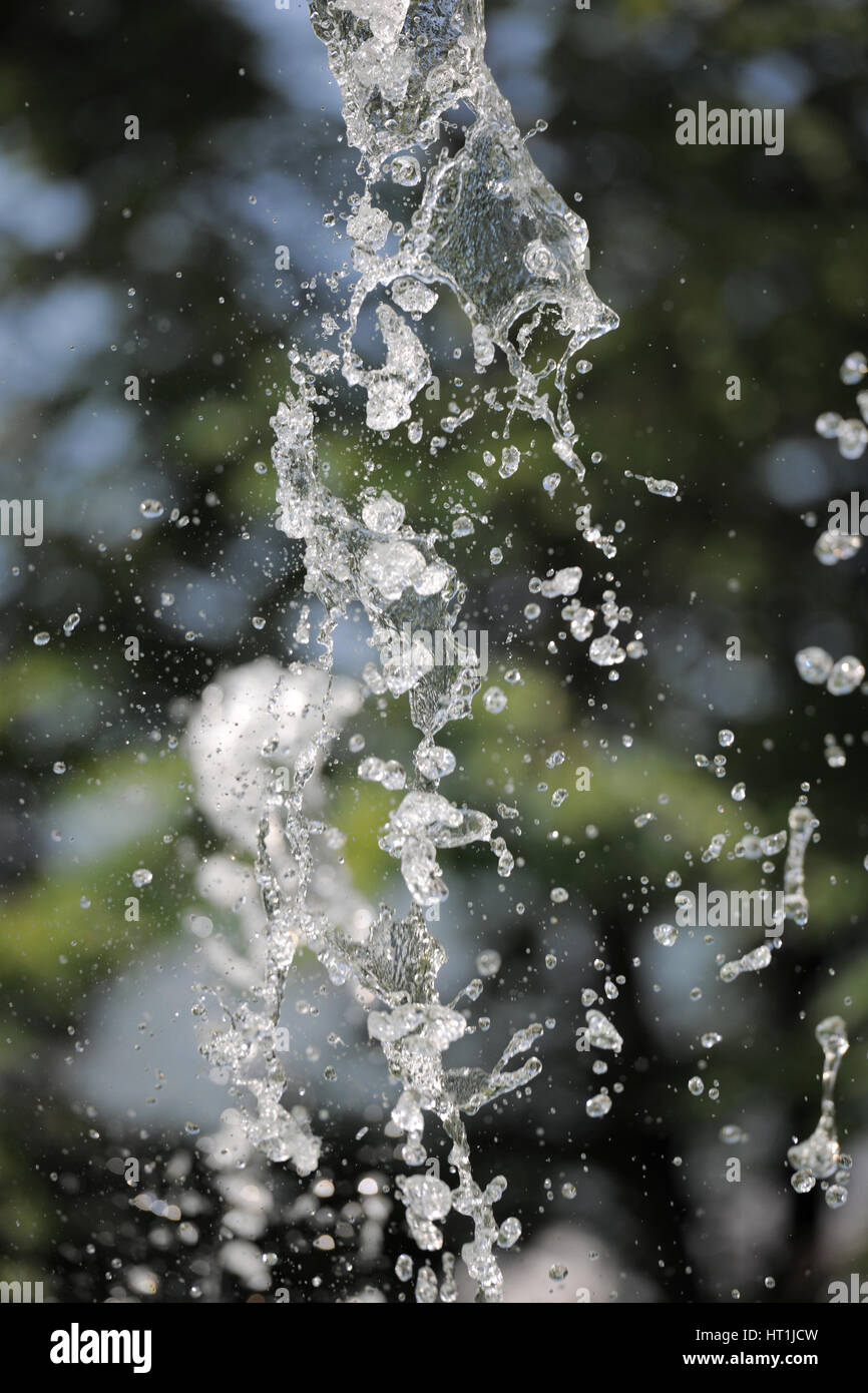 Texture of water drops of fountain, Splash of water in the fountain ...