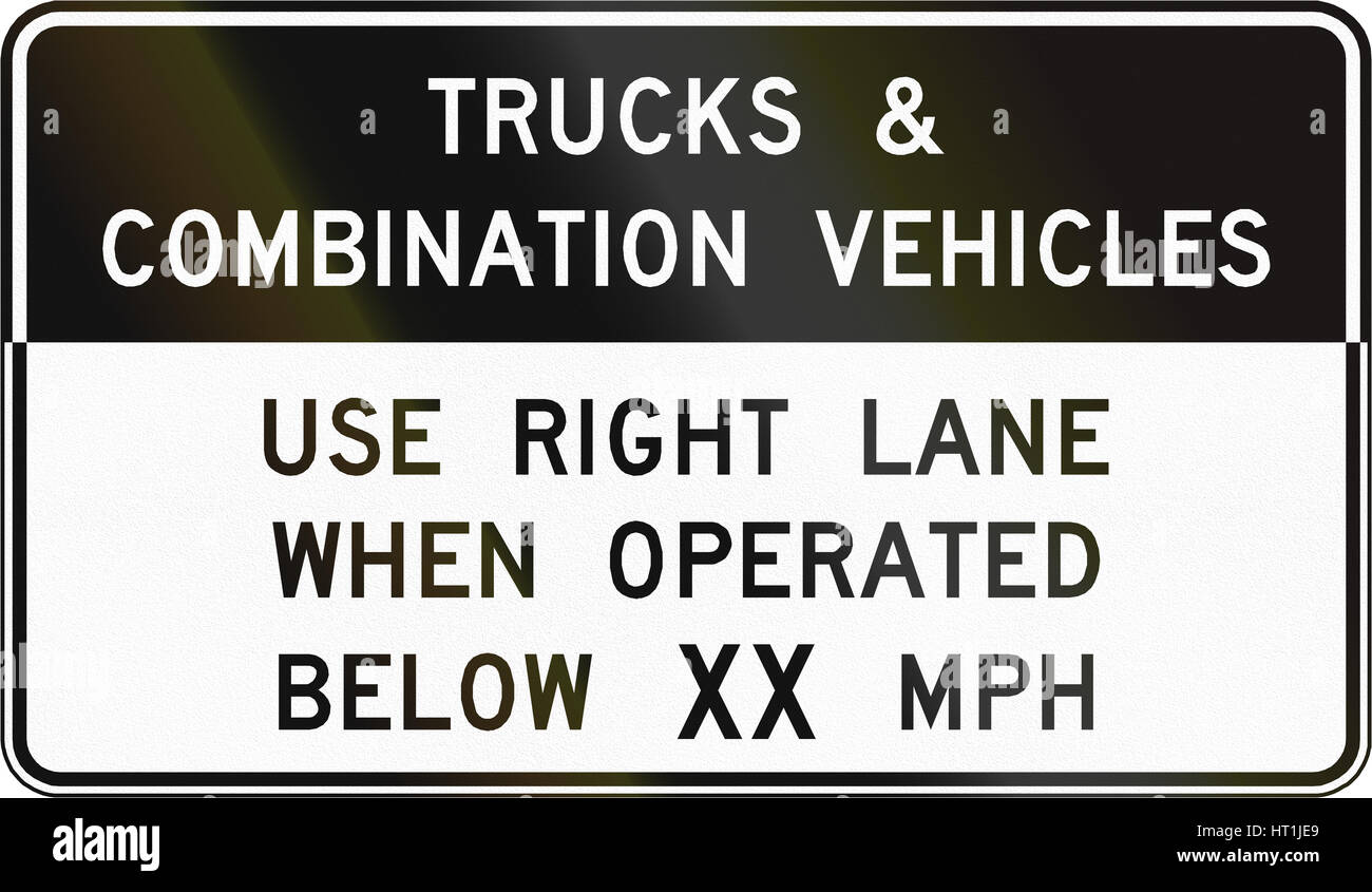 Road sign used in the US state of Virginia - Trucks and combination ...