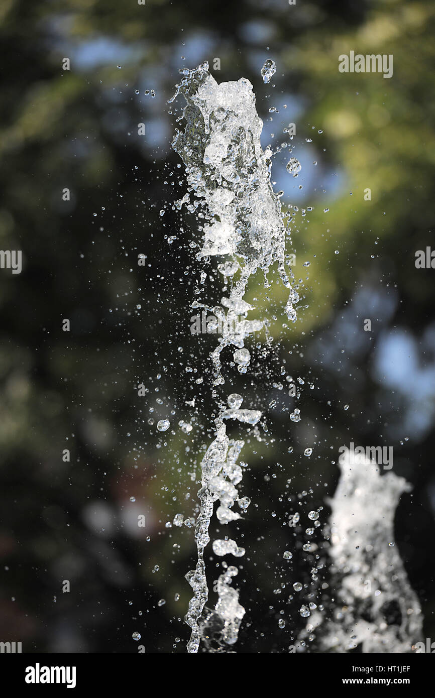 Texture of water drops of fountain, Splash of water in the fountain ...