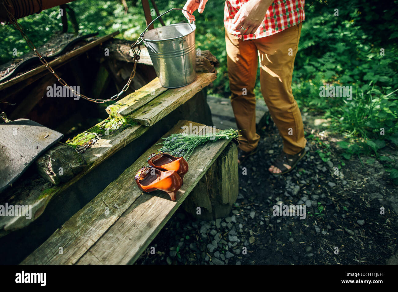 water well in forest. Countryside Stock Photo - Alamy
