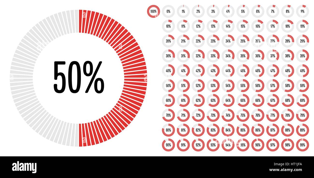 Set of circle percentage diagrams from 0 to 100 for web design, user ...