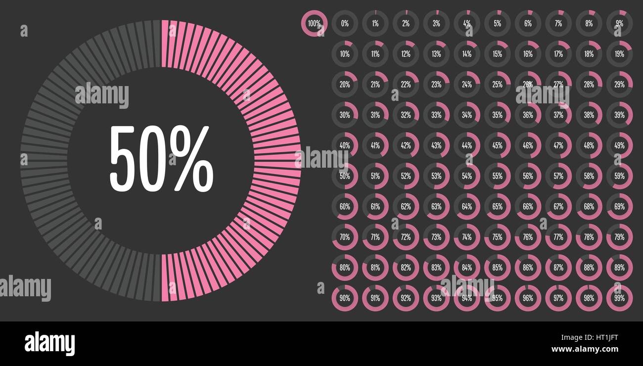 Set of circle percentage diagrams from 0 to 100 for web design, user interface (UI) or ...