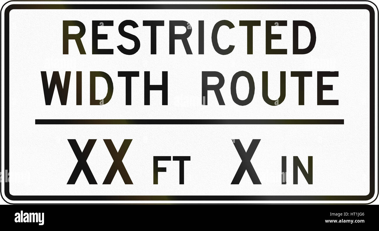 Road sign used in the US state of Virginia - Restricted width route ...