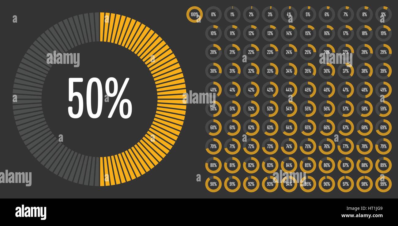 Set of circle percentage diagrams from 0 to 100 for web design, user ...