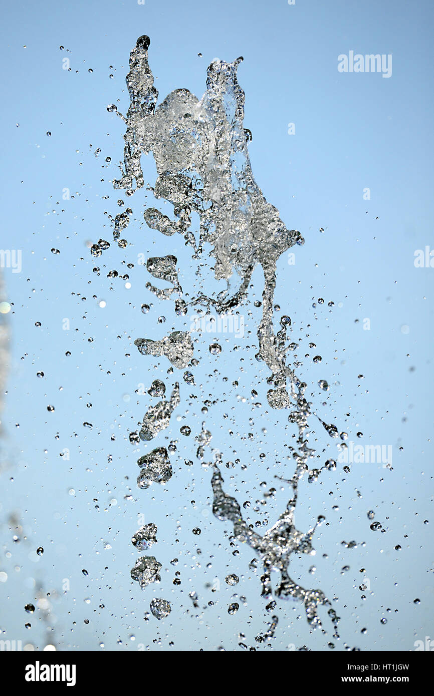 Texture of water drops of fountain, Splash of water in the fountain ...