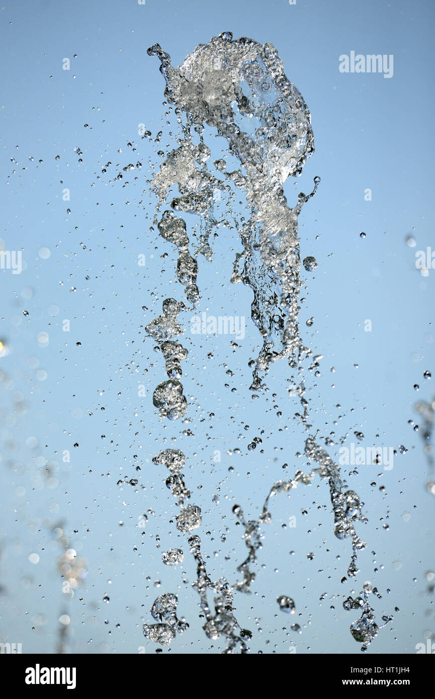 Texture of water drops of fountain, Splash of water in the fountain ...