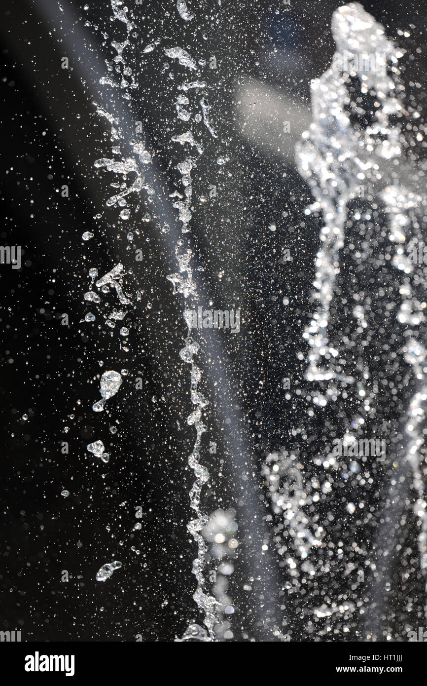 Texture of water drops of fountain, Splash of water in the fountain ...