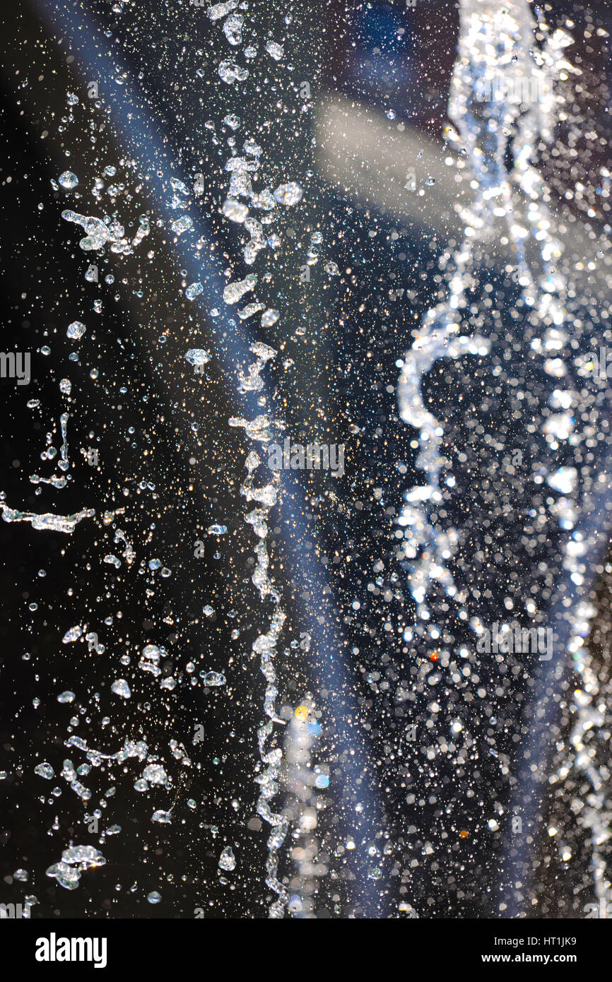 Texture of water drops of fountain, Splash of water in the fountain ...