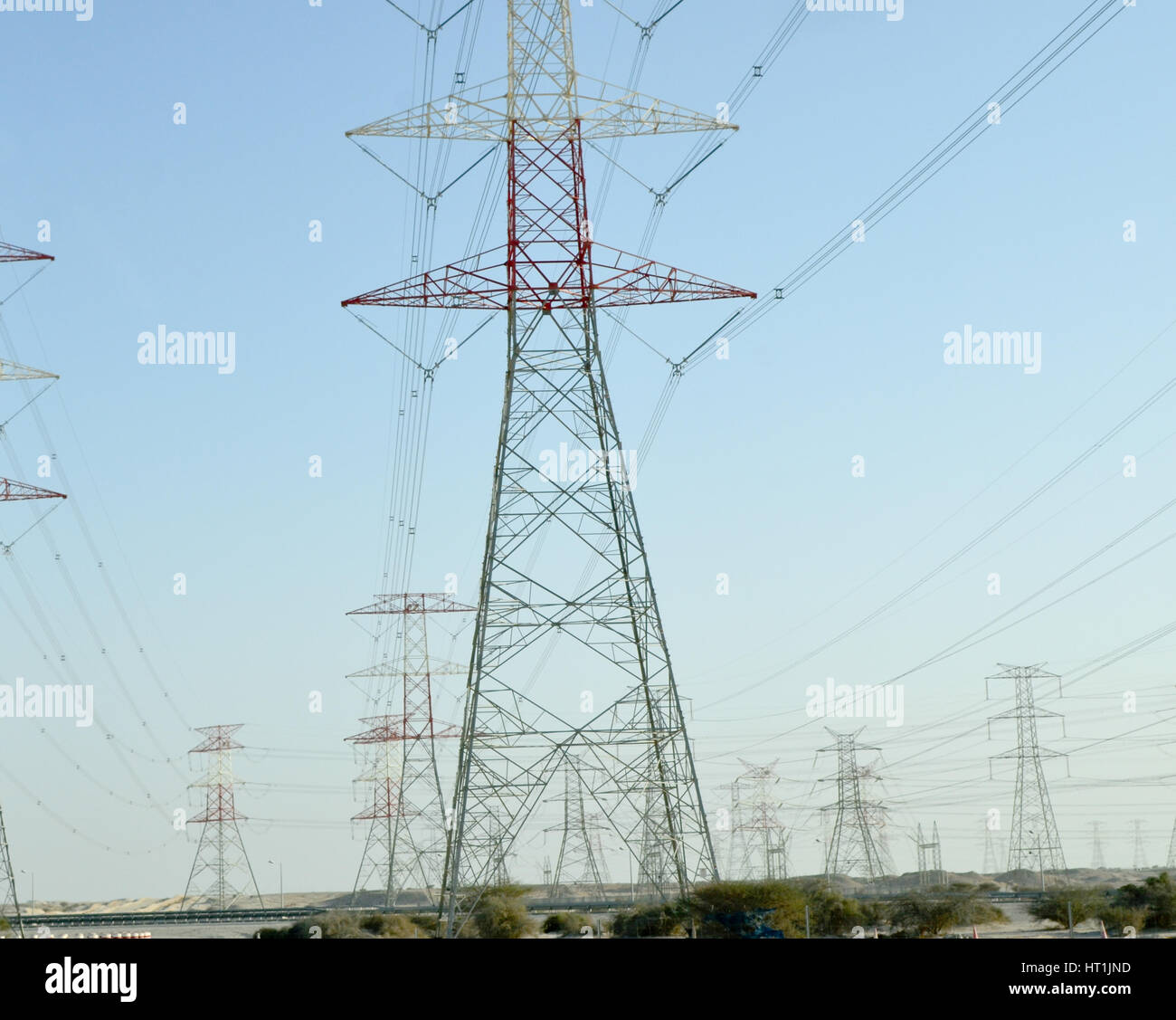 Extra High Voltage Transmission line on galvanized steel pylons Stock ...