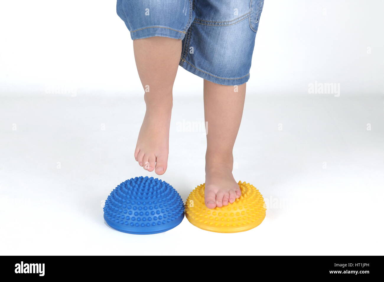 Corrective exercises for children with flat feet on white background ...