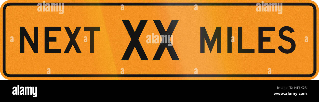 Road sign used in the US state of Virginia - Next XX miles Stock Photo ...