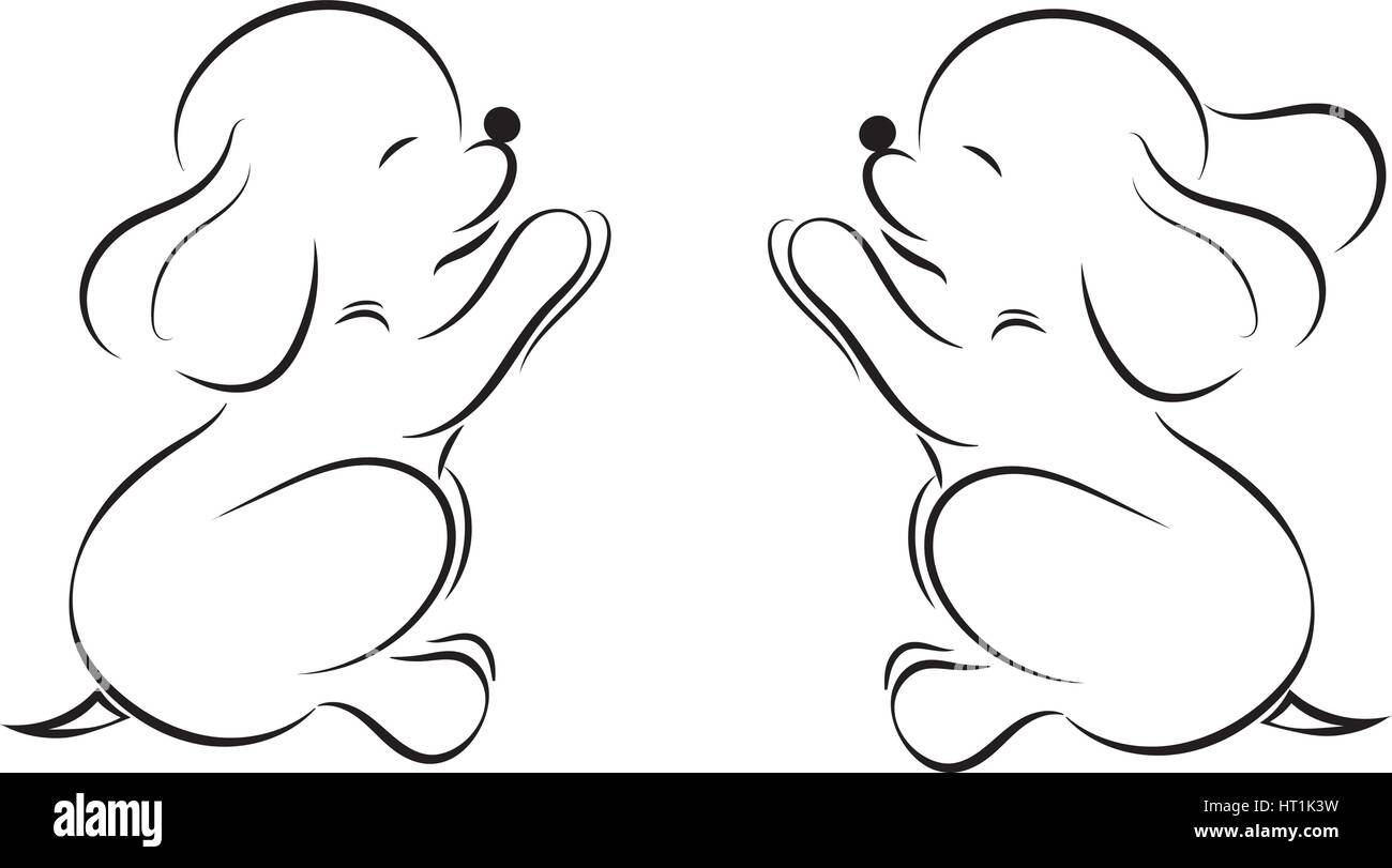 Vector image of two cute puppy isolated on white background Stock ...