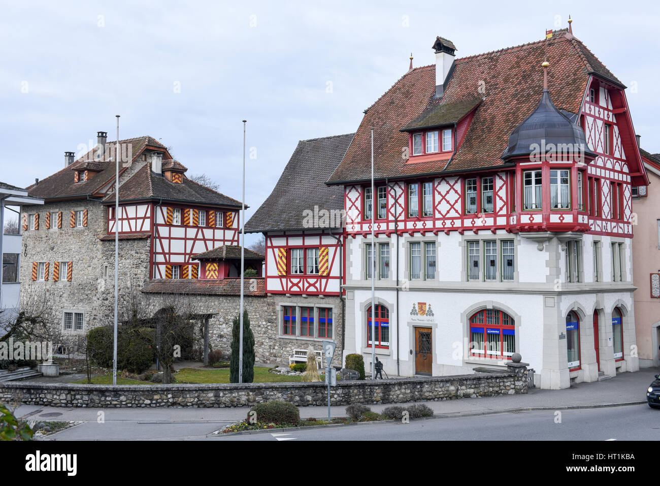 Sempach, Switzerland - 4 March 2017: medieval houses of the village of ...