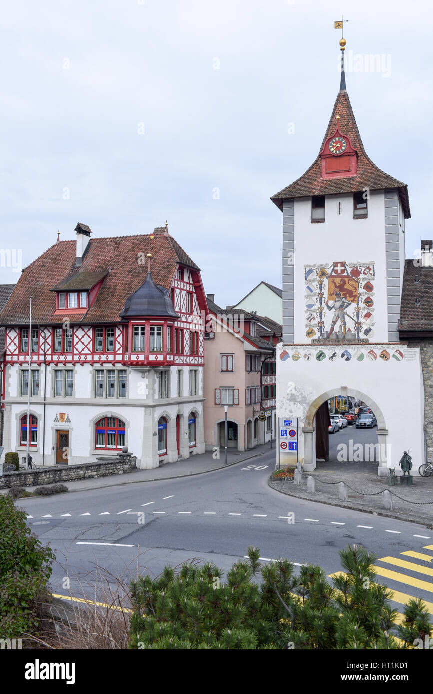 Sempach, Switzerland - 4 March 2017: medieval houses of the village of ...