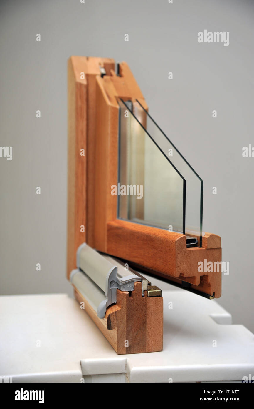The cut wooden window profile with two glasses Stock Photo - Alamy
