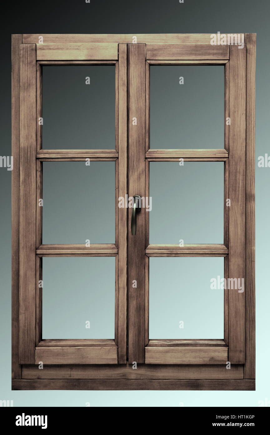Wooden window with a sloping Stock Photo - Alamy
