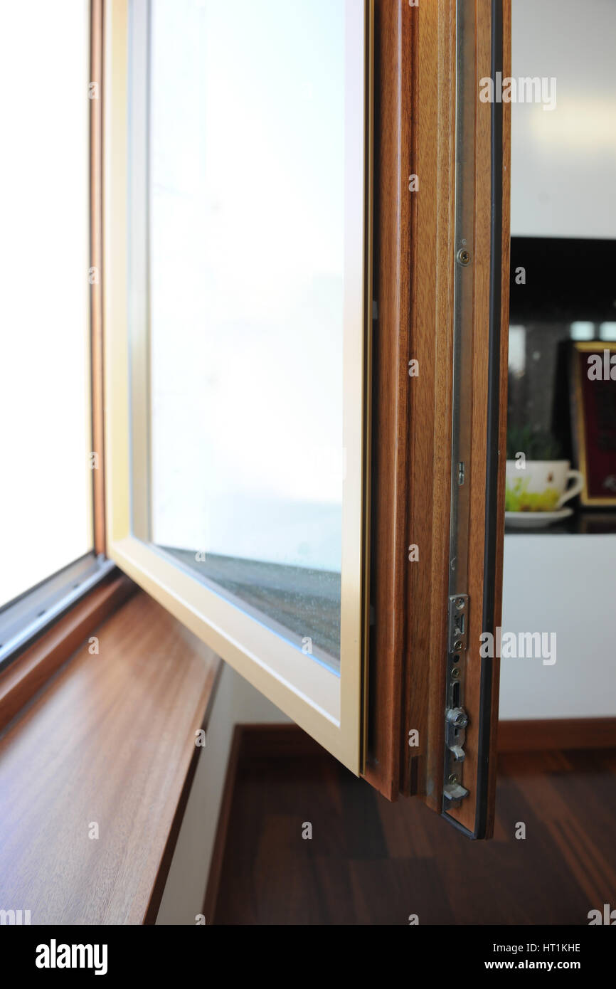 Wooden window system fabricated Stock Photo - Alamy