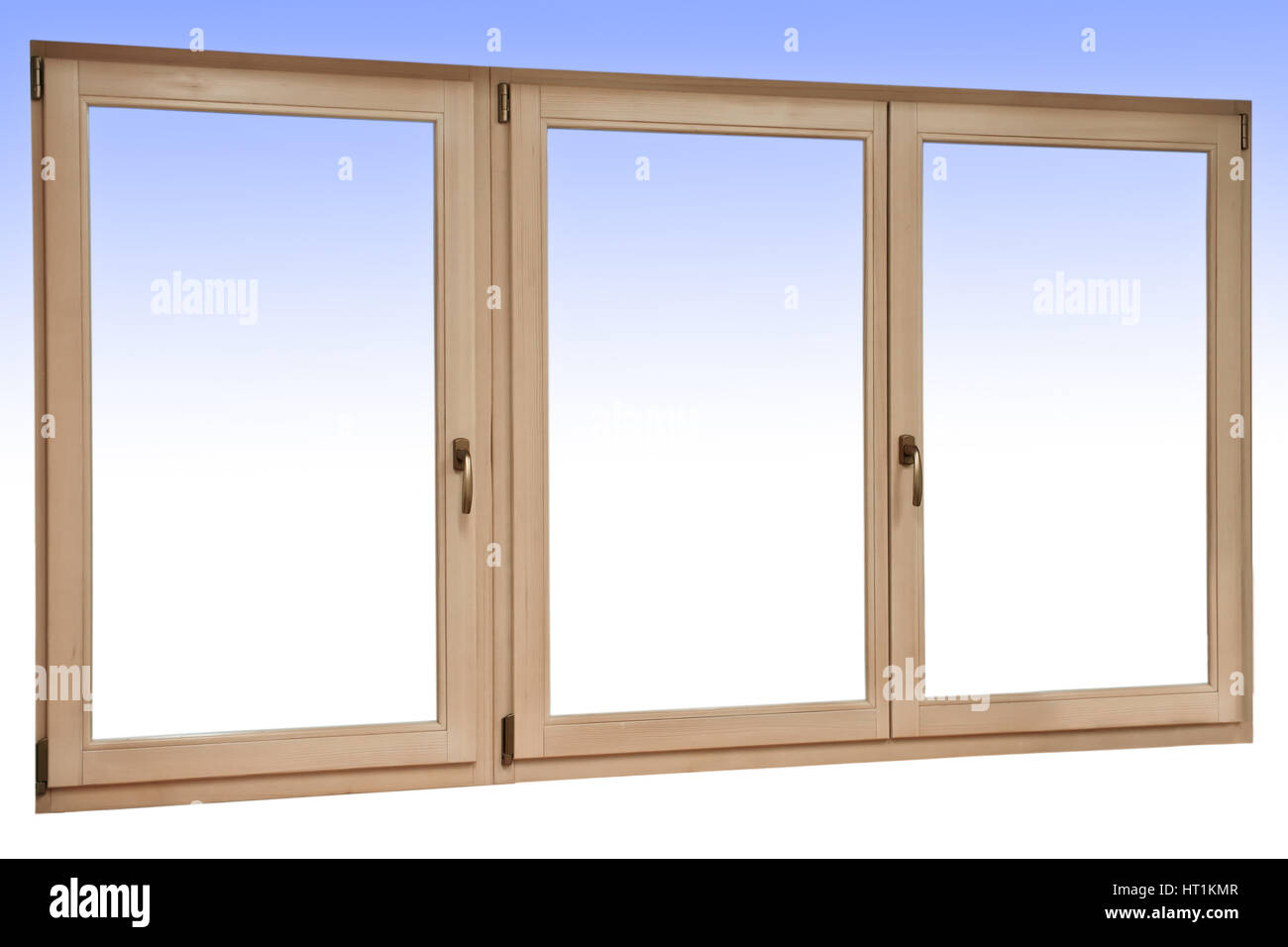 Wooden three-wing window system fabricated Stock Photo - Alamy