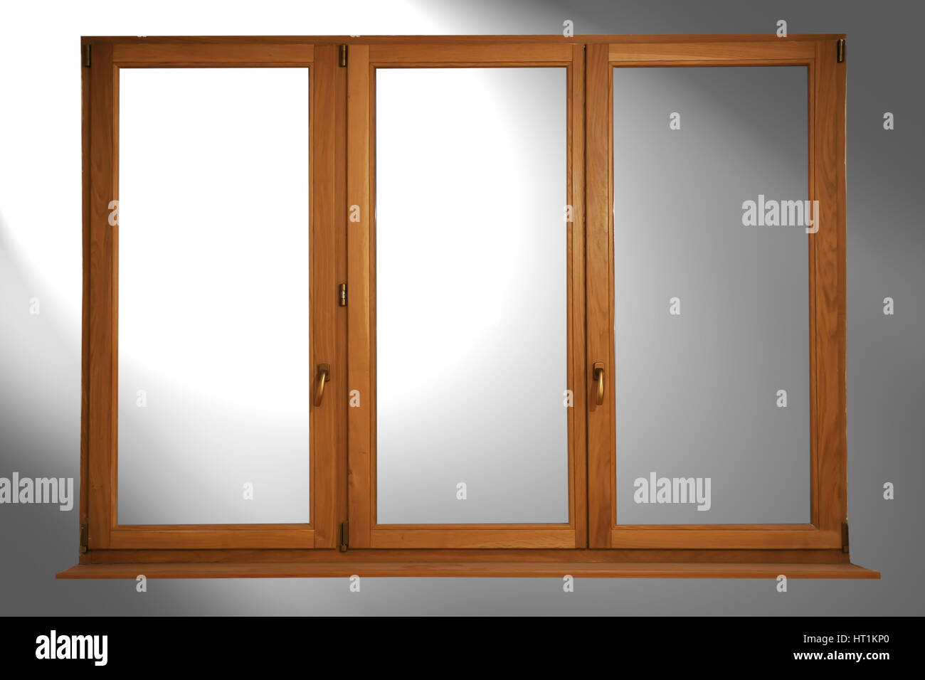 Wooden three-wing window system fabricated Stock Photo - Alamy