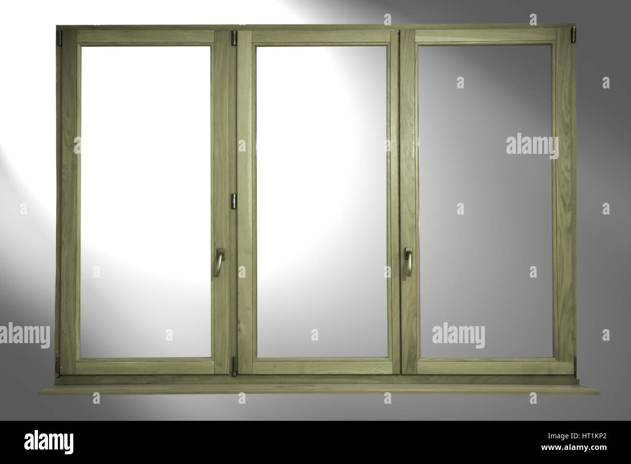 Wooden three-wing window system fabricated Stock Photo - Alamy