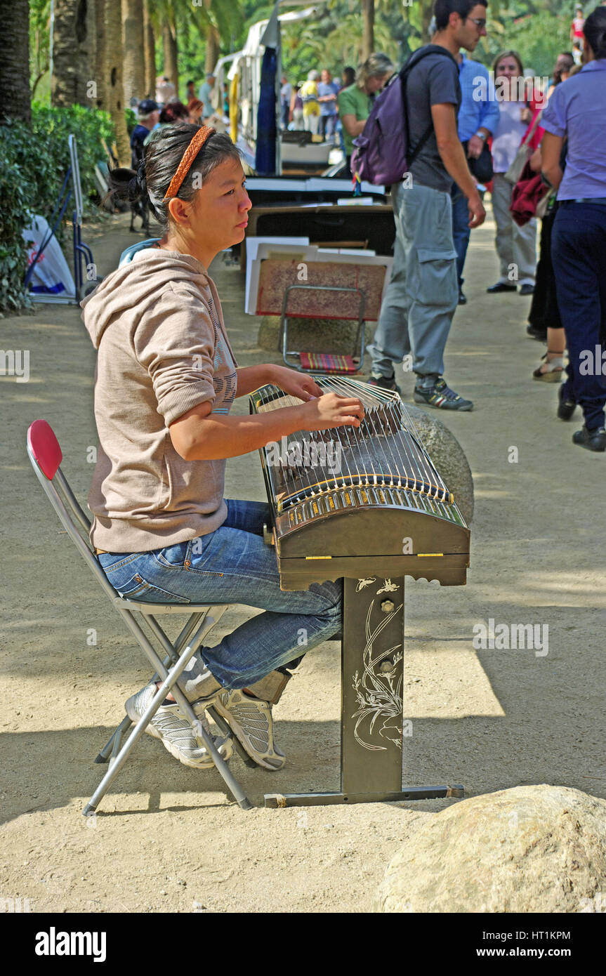 Busker, Playing Instrument, Gaudi’s, Guell Park, Barcelona, Spain Stock ...