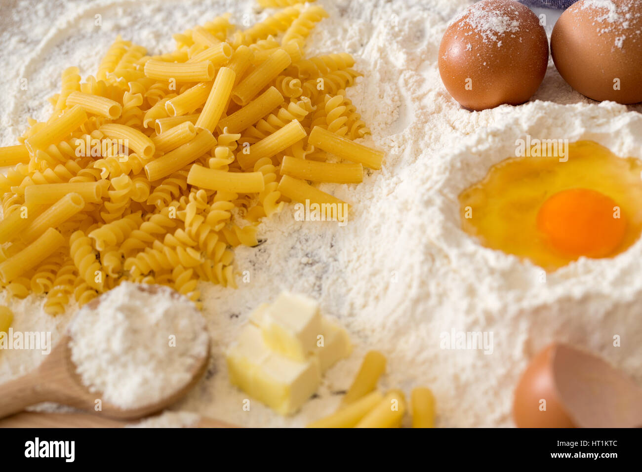 Recipe for homemade pasta background Stock Photo - Alamy