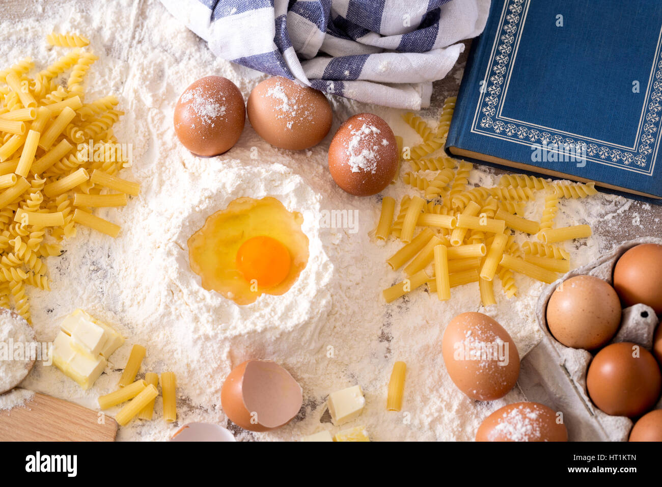 recipe book traditional handmade pasta background Stock Photo - Alamy