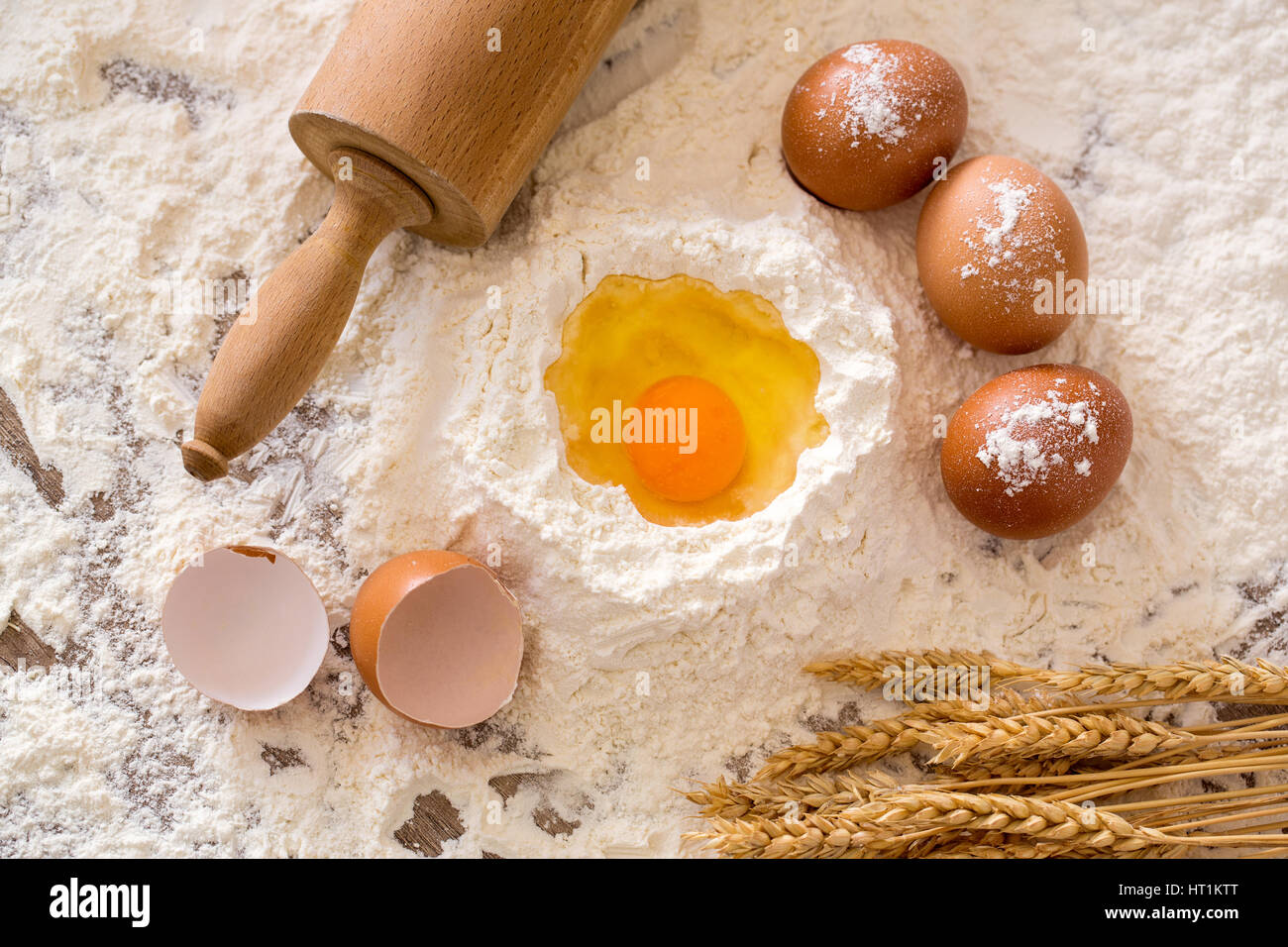 Cooking concept. Basic baking ingredients background Stock Photo - Alamy