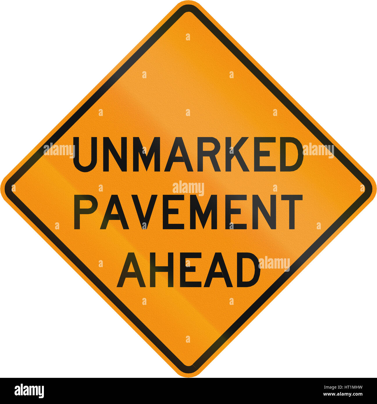 Road sign used in the US state of Virginia - Unmarked pavement ahead ...