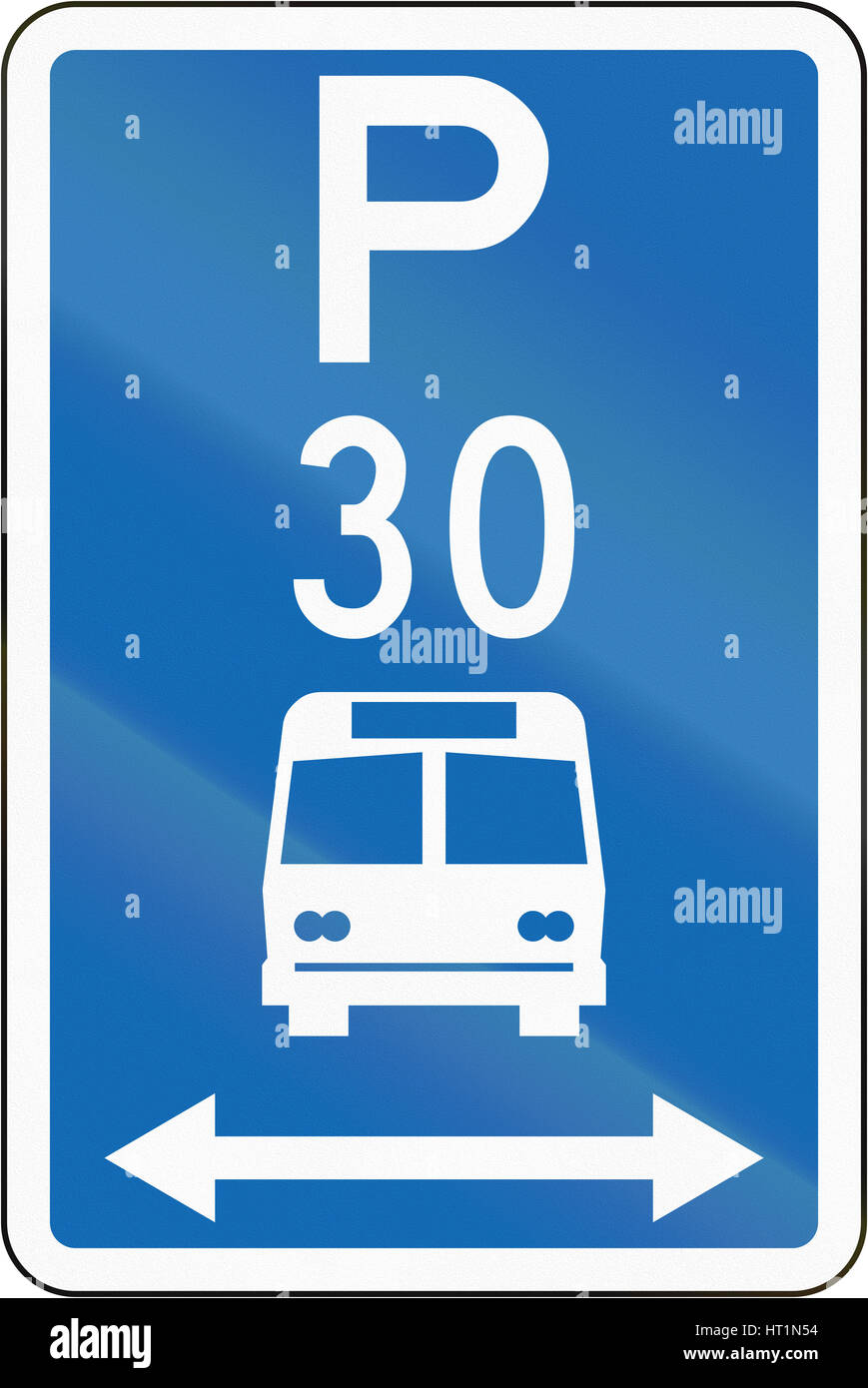 New Zealand road sign - Parking zone for buses with time limit, on both ...