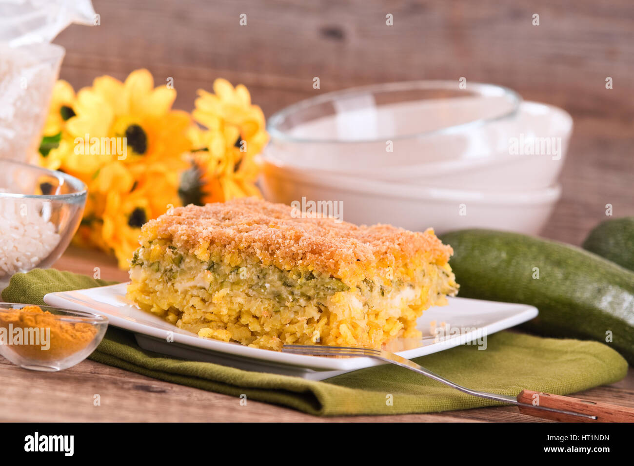 Rice timbale with zucchini Stock Photo - Alamy