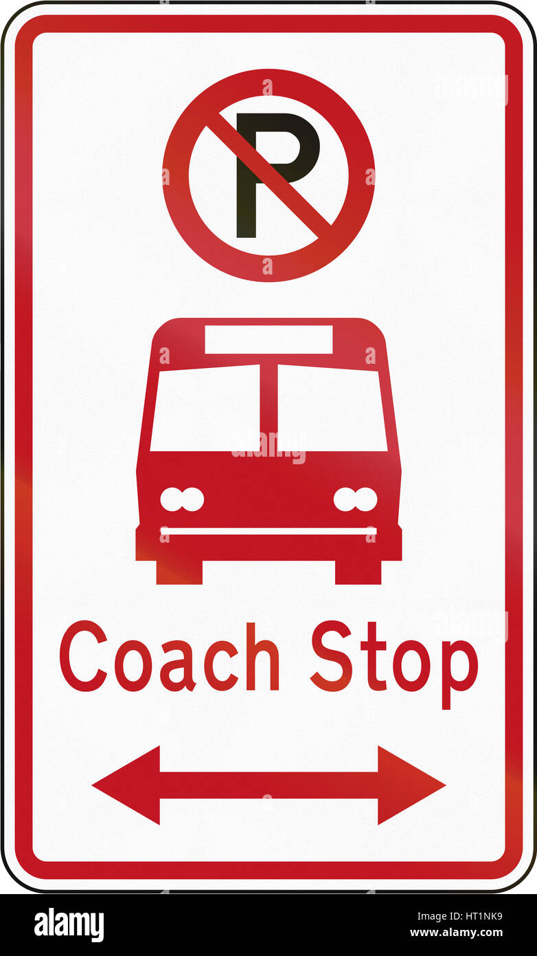 New Zealand road sign - Coach stop Stock Photo - Alamy