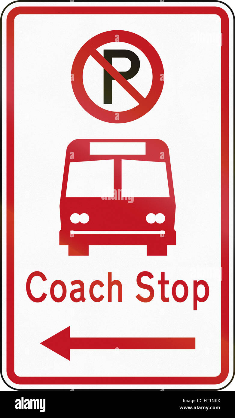 New Zealand road sign - Coach stop Stock Photo - Alamy
