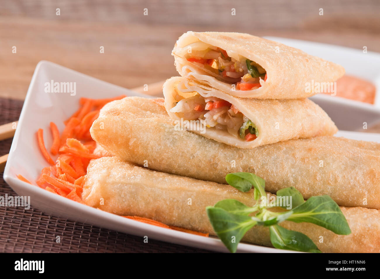 Vegetable spring rolls Stock Photo - Alamy