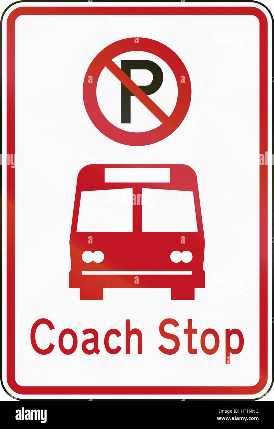 New Zealand road sign - Coach stop Stock Photo - Alamy