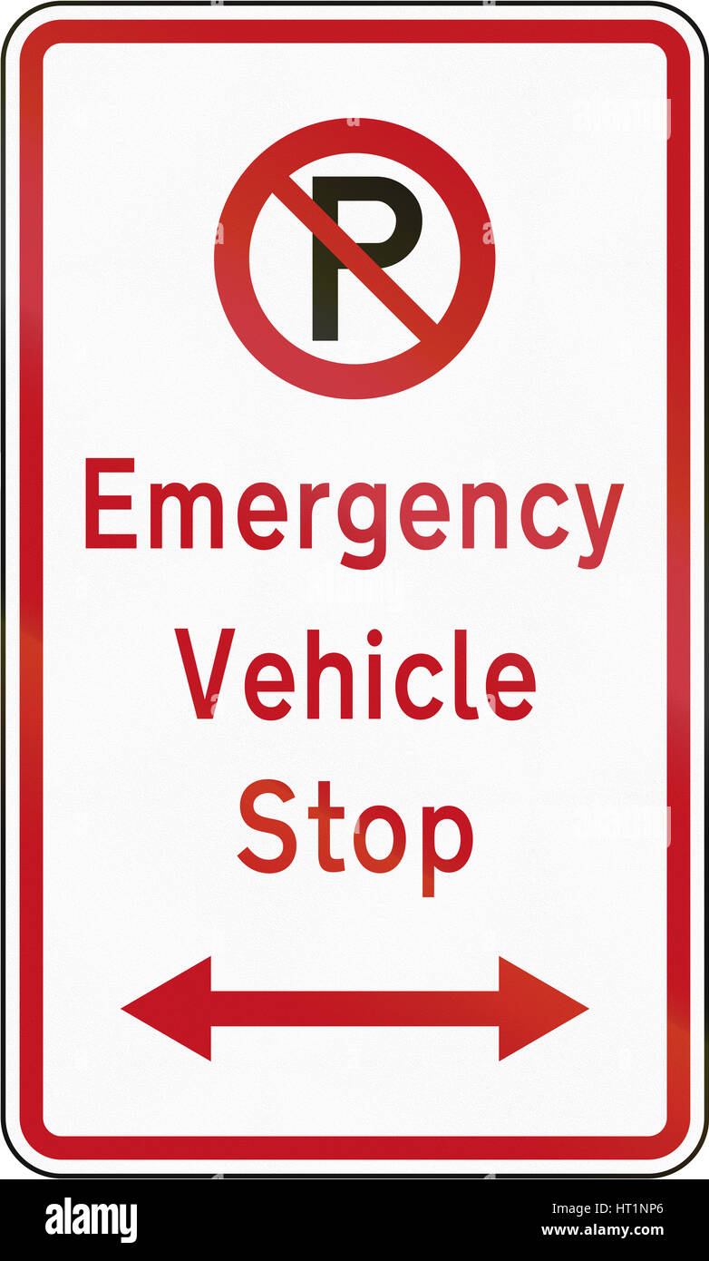 New Zealand road sign - Emergency vehicle stop Stock Photo - Alamy