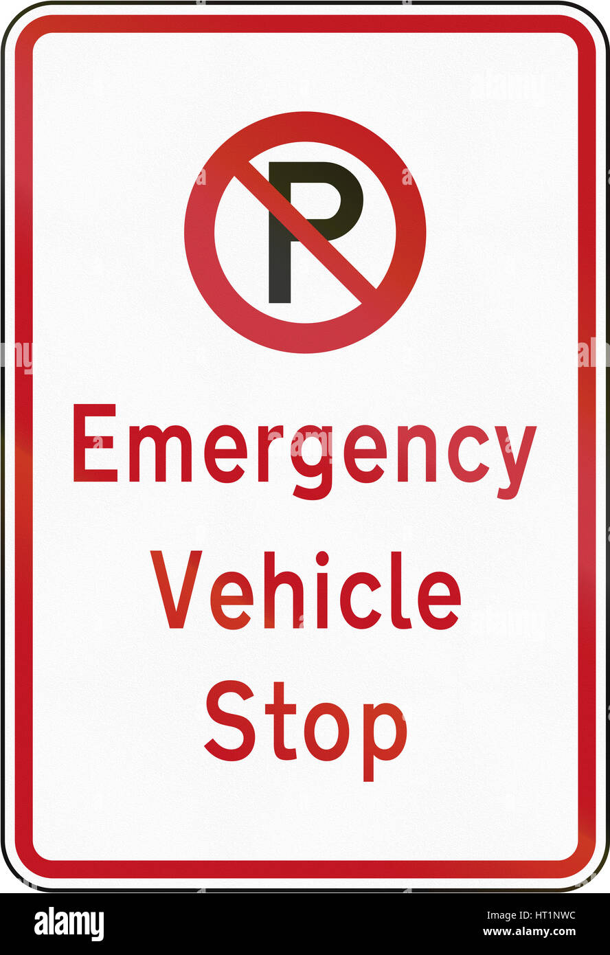 New Zealand road sign - Emergency vehicle stop Stock Photo - Alamy