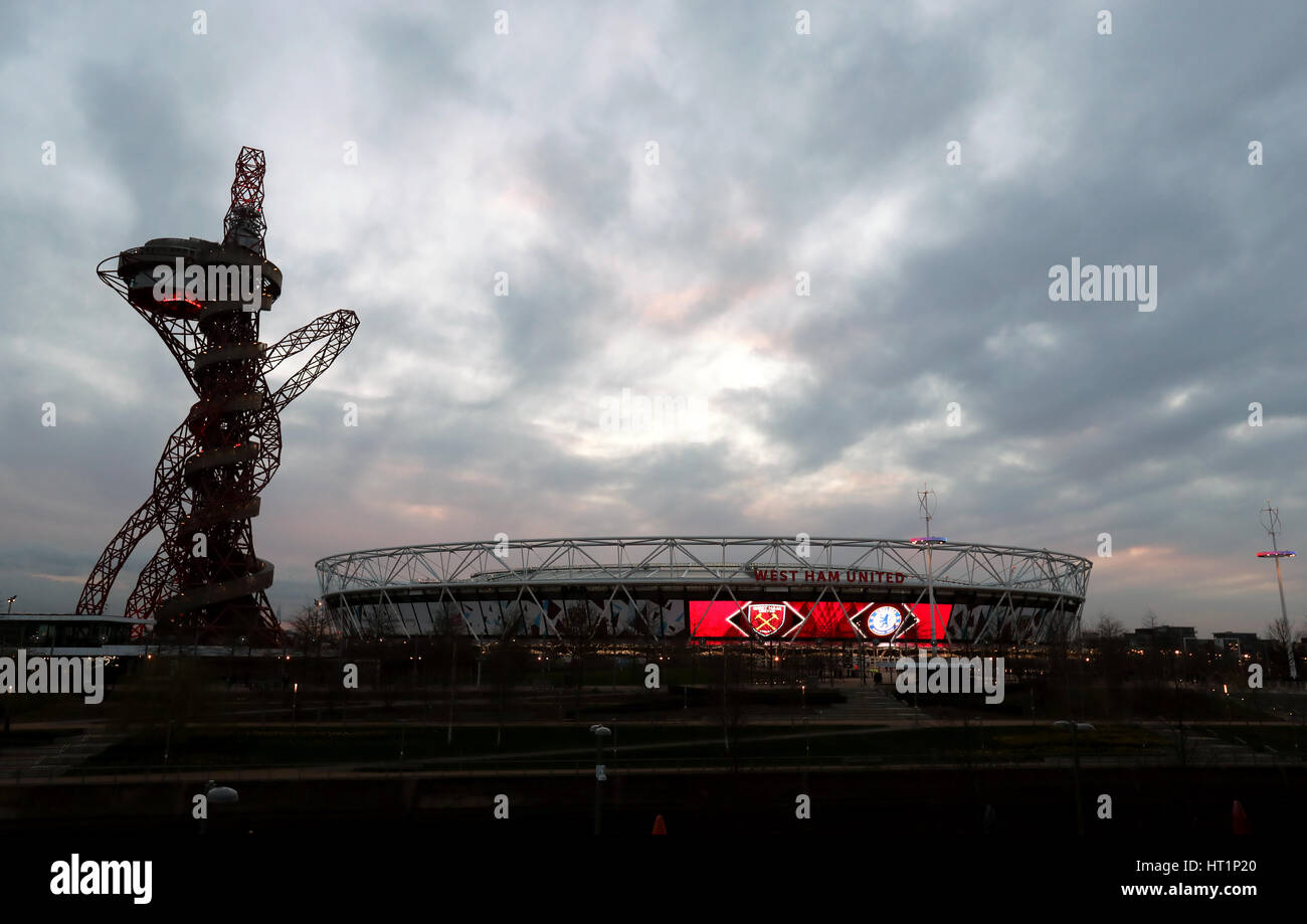 A general view of the London Stadium and the ArcelorMittal Orbit prior ...