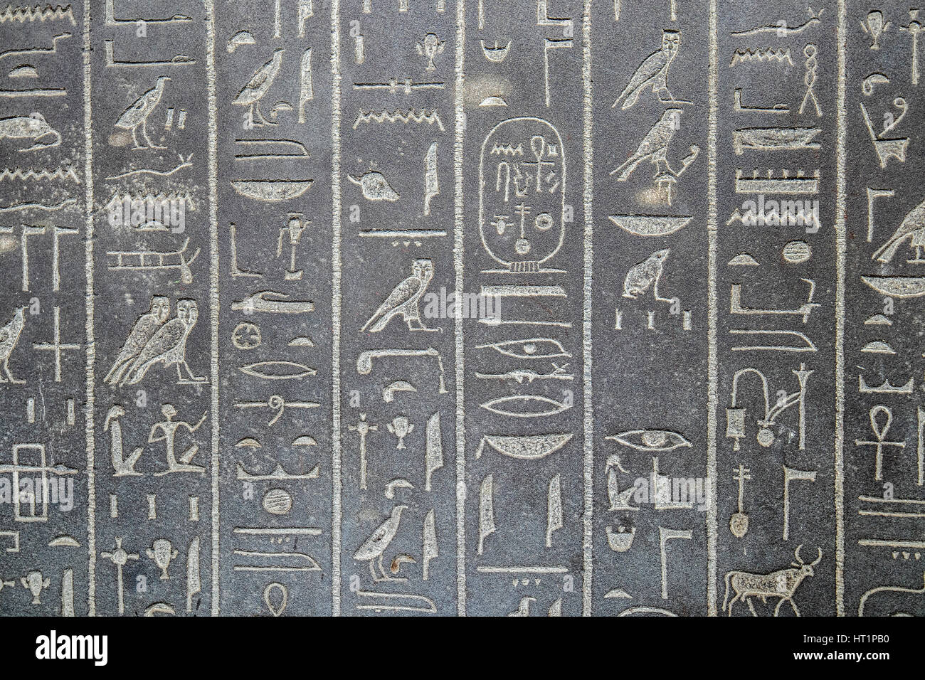 Stone found in ancient Egypt showing hierogliphs in low graving Stock ...
